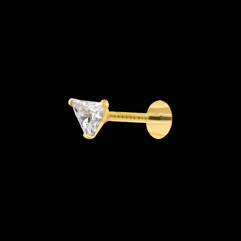 GOLD NOSE PIN SINGLE AD TRIANGLE White STONE – Nakful House