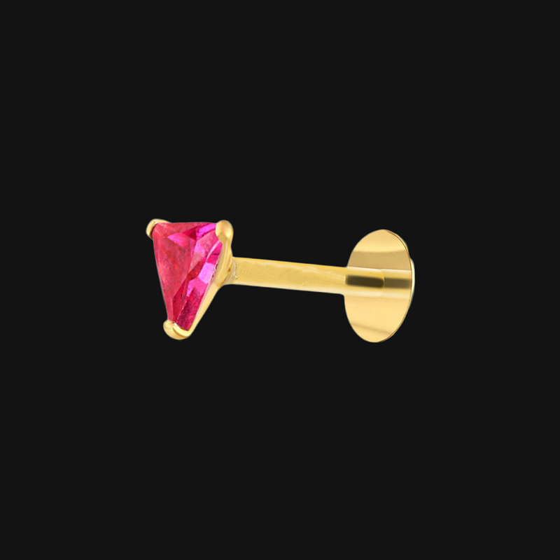 Gold Nose Pin Single Ad Triangle Pink Stone. – Nakful House