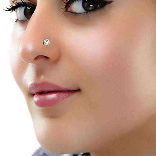 ROUND ONE STONE GOLD PLATED DIAMOND CUT NOSE Pin – Nakful House