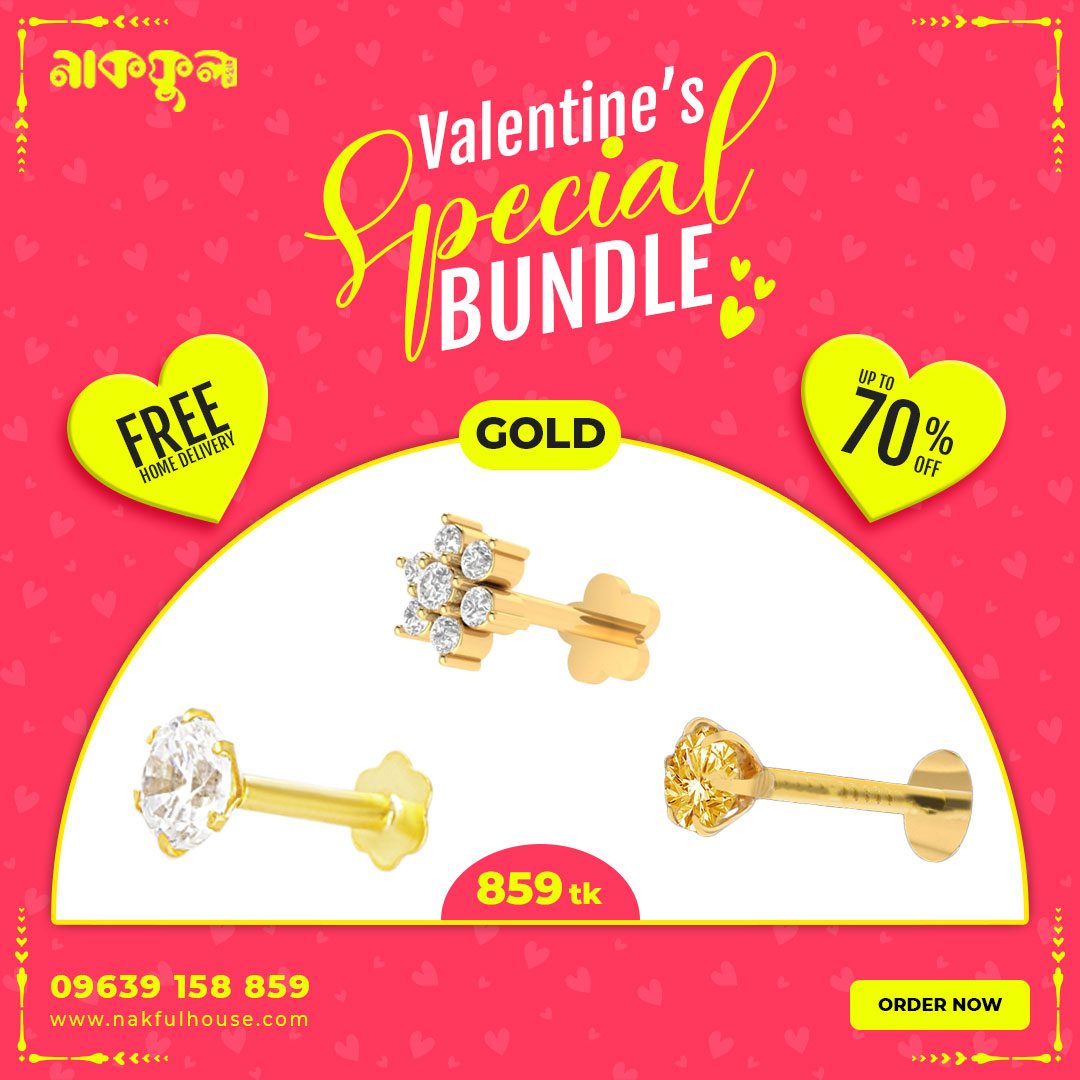 7 Stone White with 1 White 1 Golden Single Stone Nose Pin – Nakful House