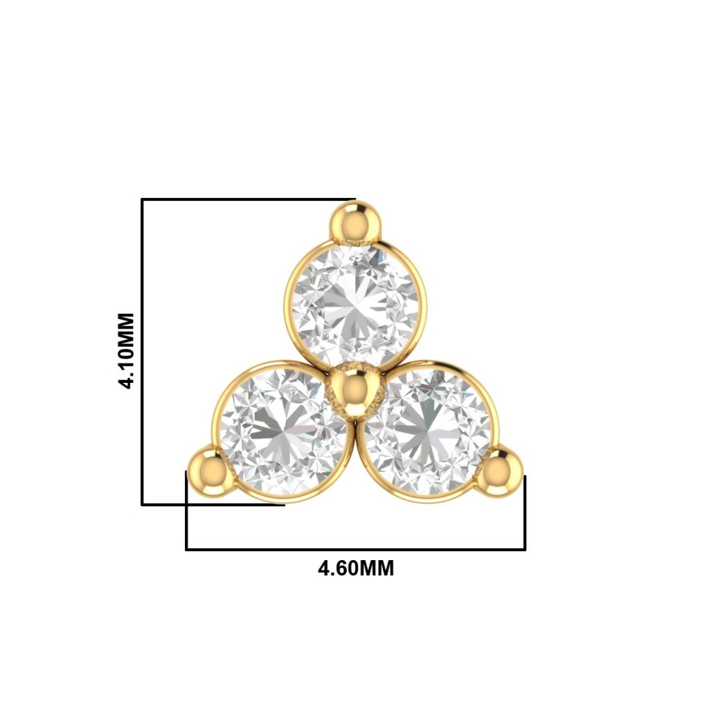 3 White Stone Original Gold Nose Pin – Nakful House